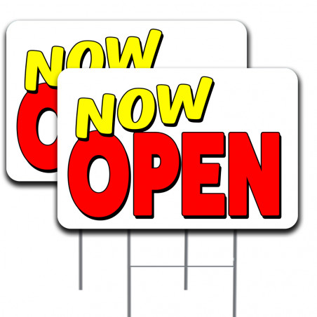 Vista Products 2 Pack Now Open Yard Sign 16" x 24" - Double-Sided Print ...