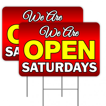 2 Pack Open Saturdays Yard Sign 16" x 24" - Double-Sided Print, with ...