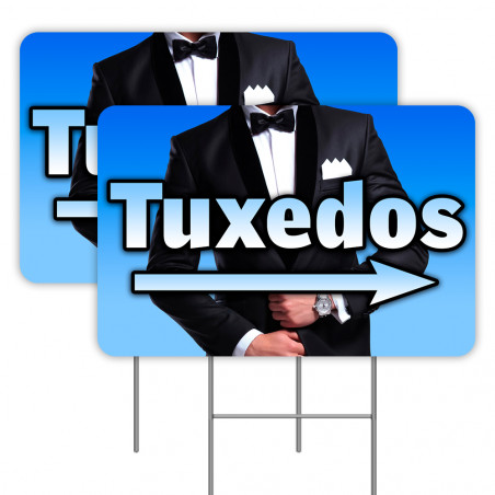 2 Pack Tuxedos Yard Signs 16" x 24" - Double-Sided Print, with Metal ...