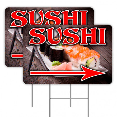 2 Pack SUSHI Yard Signs 16" x 24" - Double-Sided Print, with Metal ...