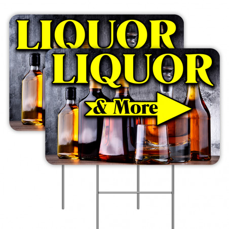 2 Pack Liquor Yard Signs 16" x 24" - Double-Sided Print, with Metal ...