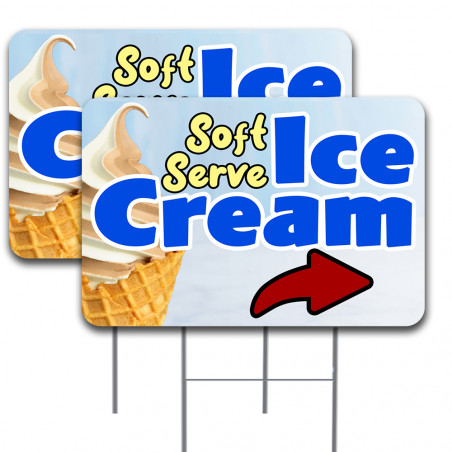 Vista Products 2 Pack Soft Serve Ice Cream Arrow Yard Sign 16" x 24 ...
