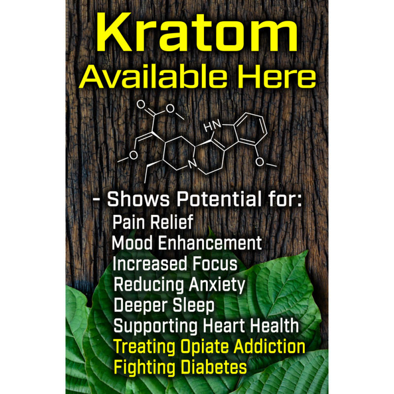 Kratom Available Here Benefits Economy A-Frame Sign (24" x 36")