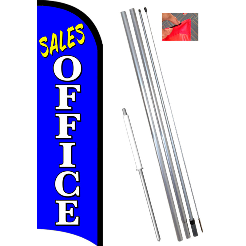 SALES OFFICE Premium Windless Feather Flag Bundle (11.5' Tall Flag, 15 ...
