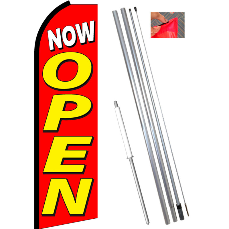 NOW OPEN (Patriotic) Flutter Feather Flag Bundle (Complete Kit) OR ...