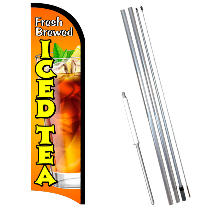 Iced Tea Premium Windless Feather Flag Bundle (11.5' Tall Flag, 15 ...