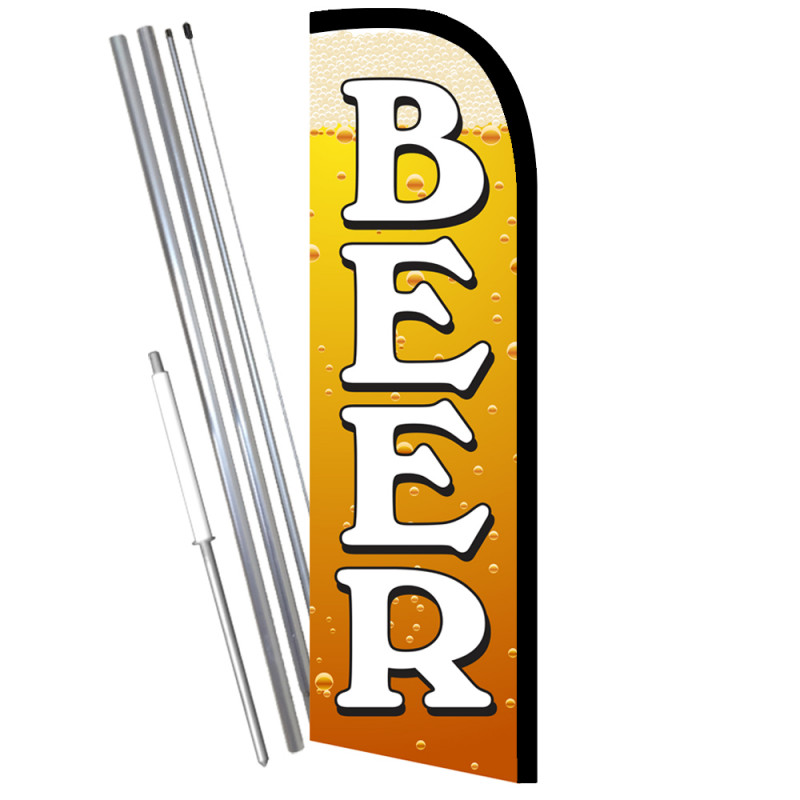 Vista Flags Beer (Gold) Premium Windless Feather Flag Bundle (11.5 ...