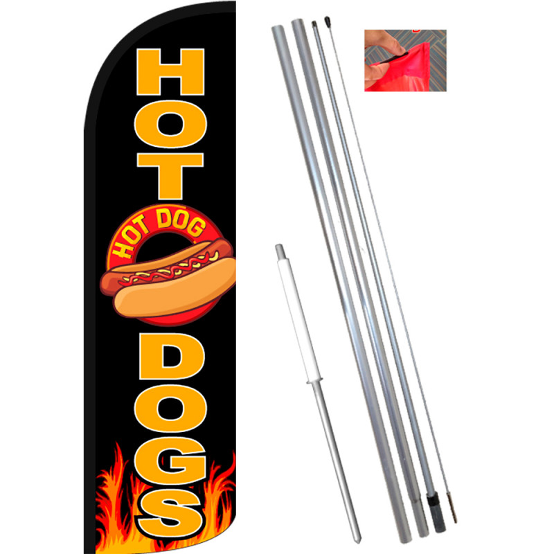 Vista Flags Hot Dogs (Black/Yellow) Windless Feather Flag Bundle (11.5 ...