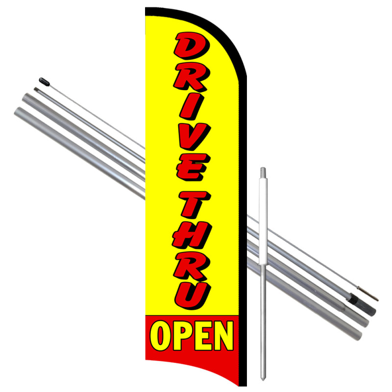 Vista Flags Drive Thru Open Premium Windless Feather Flag Bundle (11.5 ...