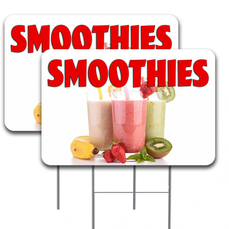 VF Displays 2 Pack Smoothies Yard Sign 16" x 24" - Double-Sided Print ...
