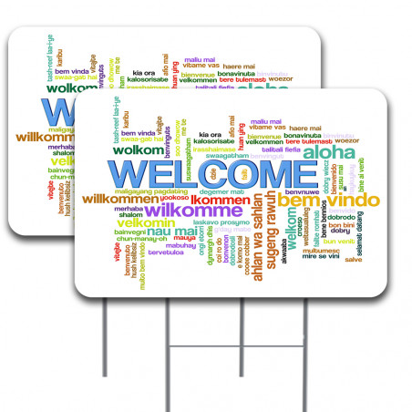 Vista Products 2 Pack Welcome Multilingual Yard Sign 16" x 24" - Double ...