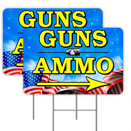 2 Pack Guns & Ammo Yard Signs 16" x 24" - Double-Sided Print, with ...