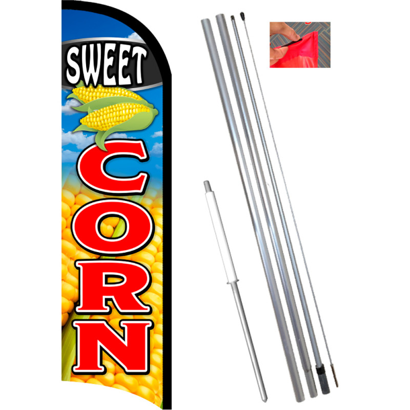 SWEET CORN Premium Windless Feather Flag Bundle (11.5' Tall Flag, 15 ...