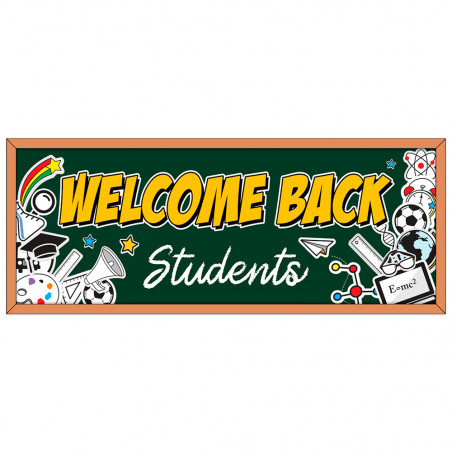 Welcome Back Students Vinyl Banner 5 Feet Wide by 2 Feet Tall