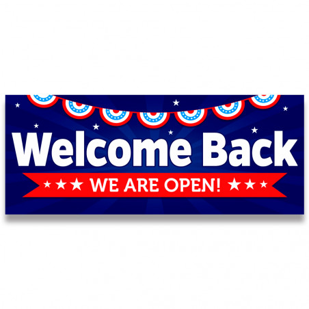 Welcome Back (Patriotic) Vinyl Banner 5 Feet Wide by 2 Feet Tall