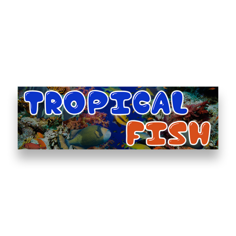 Tropical Fish Vinyl Banner 5 Feet Wide by 2 Feet Tall