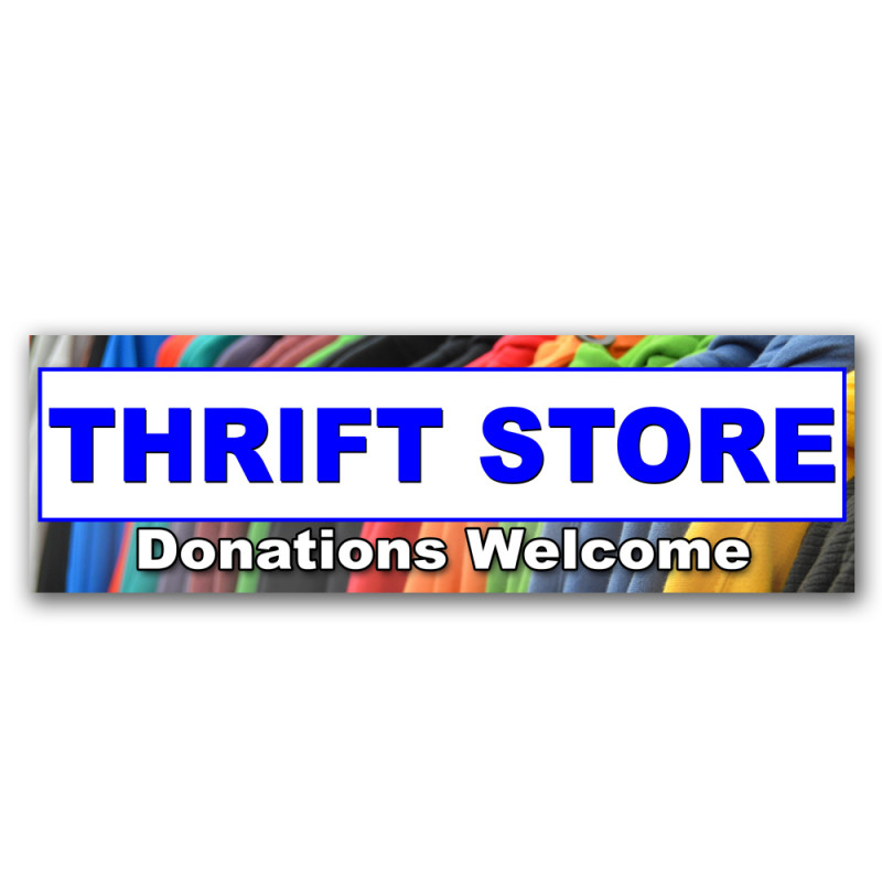 Thrift Store Vinyl Banner 5 Feet Wide by 2 Feet Tall