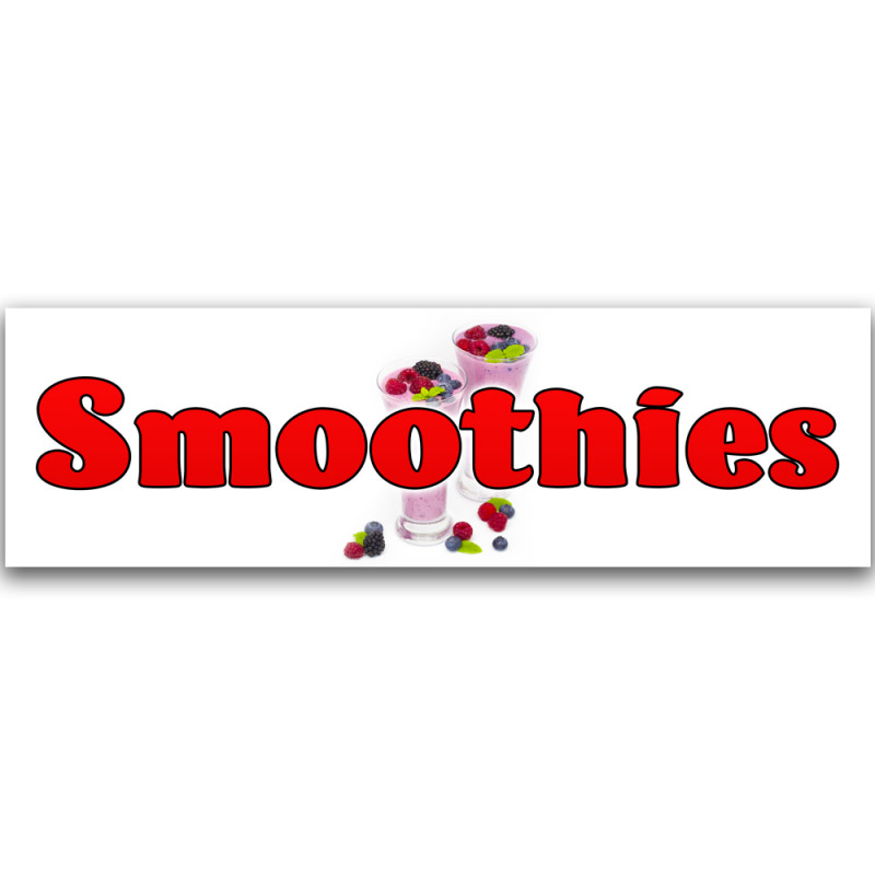 Smoothies Vinyl Banner 5 Feet Wide by 2 Feet Tall