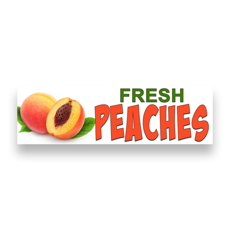 Fresh Peaches Vinyl Banner 5 Feet Wide by 2 Feet Tall