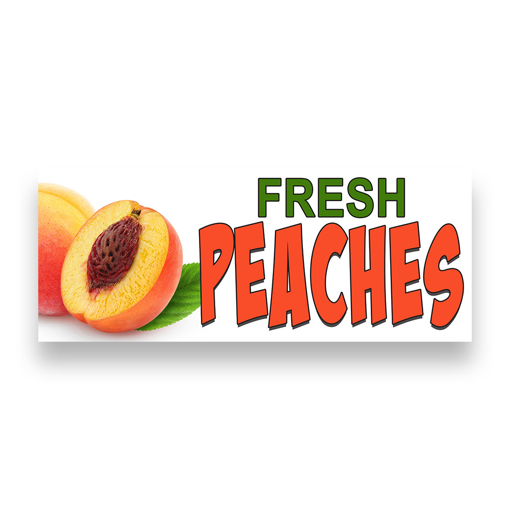 FRESH PEACHES Vinyl Banner (Size Options) Vinyl Banner with Optional ...