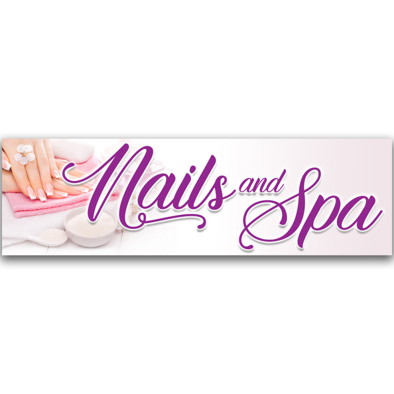 Nails and Spa Vinyl Banner 5 Feet Wide by 2 Feet Tall