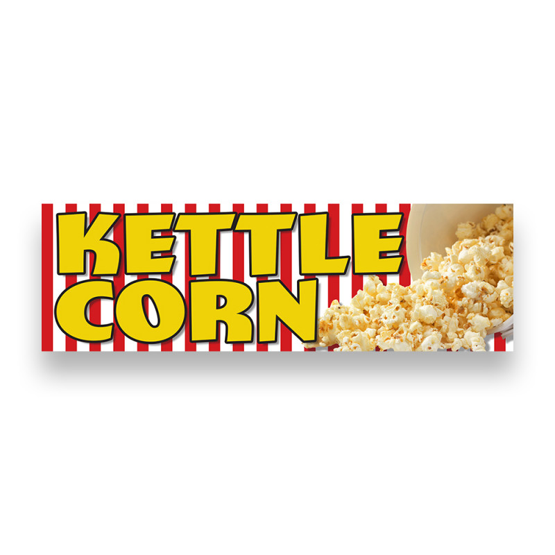Kettle Corn Vinyl Banner 5 Feet Wide by 2 Feet Tall