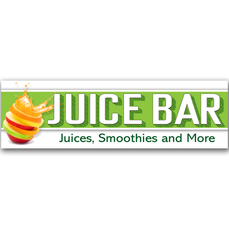 Juice Bar Vinyl Banner 5 Feet Wide by 2 Feet Tall