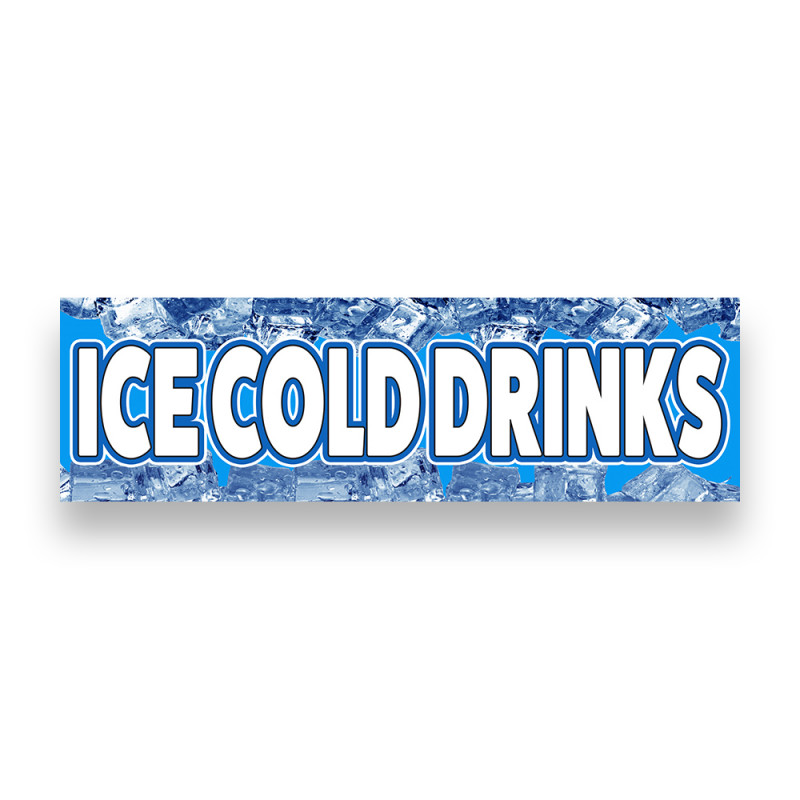 ICE Cold Drinks Vinyl Banner 5 Feet Wide by 2 Feet Tall
