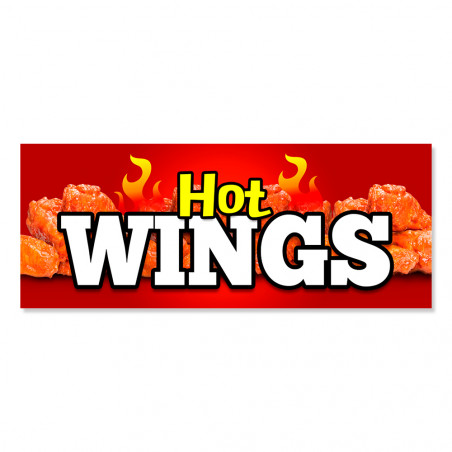 Hot Wings Vinyl Banner 8 Feet Wide by 2.5 Feet Tall (Made in The USA)