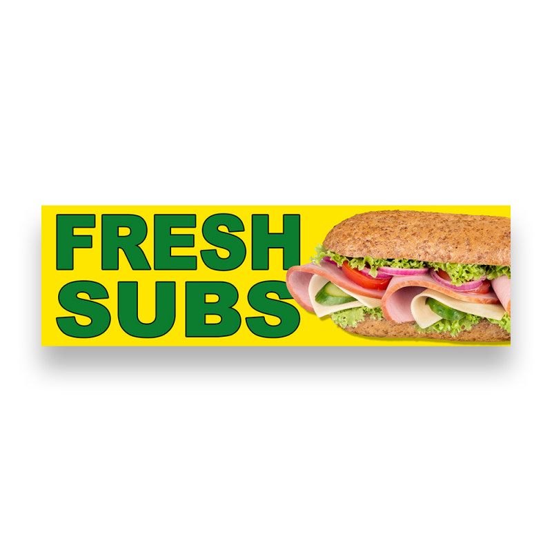 Fresh SUBS Vinyl Banner 5 Feet Wide by 2 Feet Tall