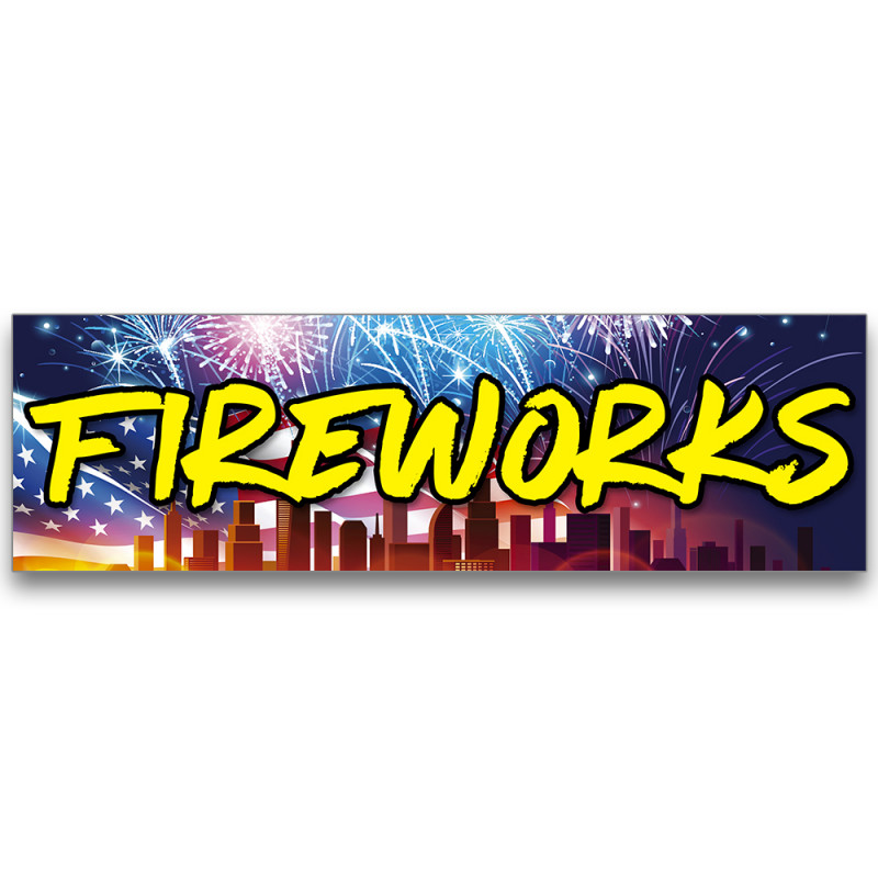 Fireworks Vinyl Banner 5 Feet Wide by 2 Feet Tall