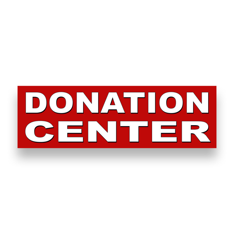 Donation Center RED Vinyl Banner 5 Feet Wide by 2 Feet Tall