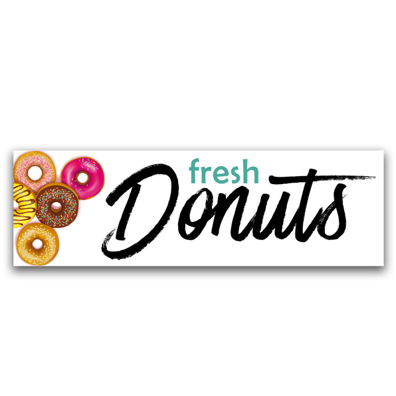 Fresh Donuts Vinyl Banner 5 Feet Wide by 2 Feet Tall