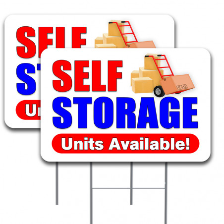 2 Pack Self Storage Yard Sign 16" x 24" - Double-Sided Print, with ...