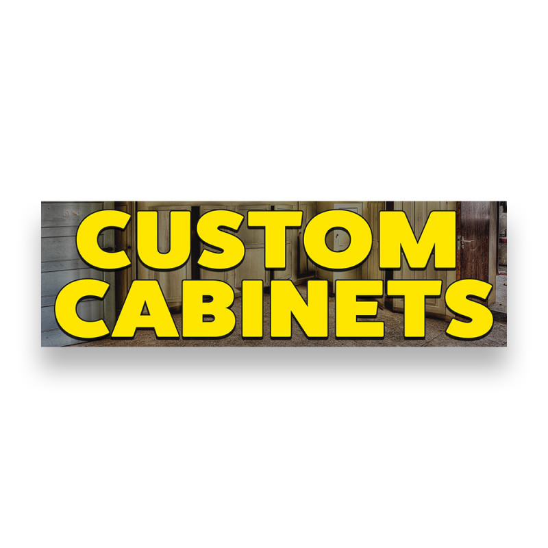 Custom CABINETS Vinyl Banner 5 Feet Wide by 2 Feet Tall