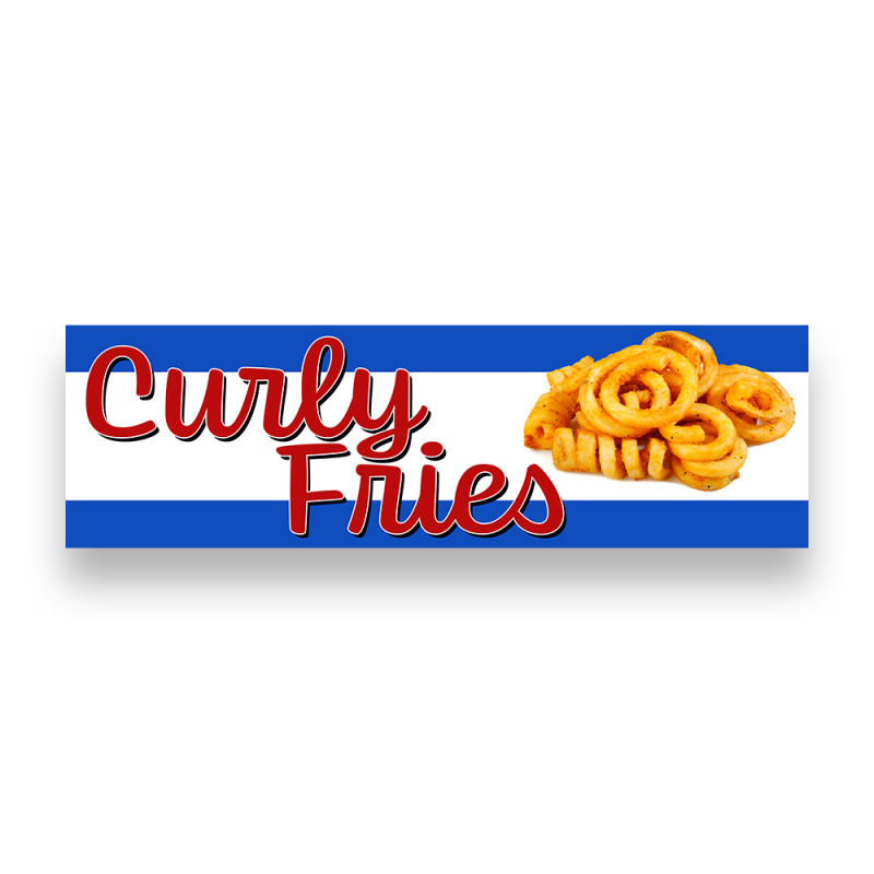 Curly Fries Vinyl Banner 5 Feet Wide by 2 Feet Tall