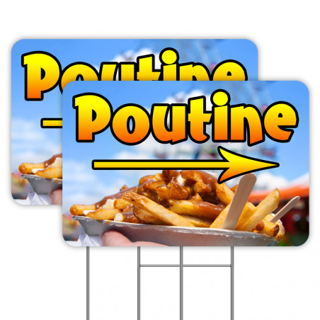 Poutine (Arrow) 2 Pack Yard Signs 16" x 24" - Double-Sided Print, with ...