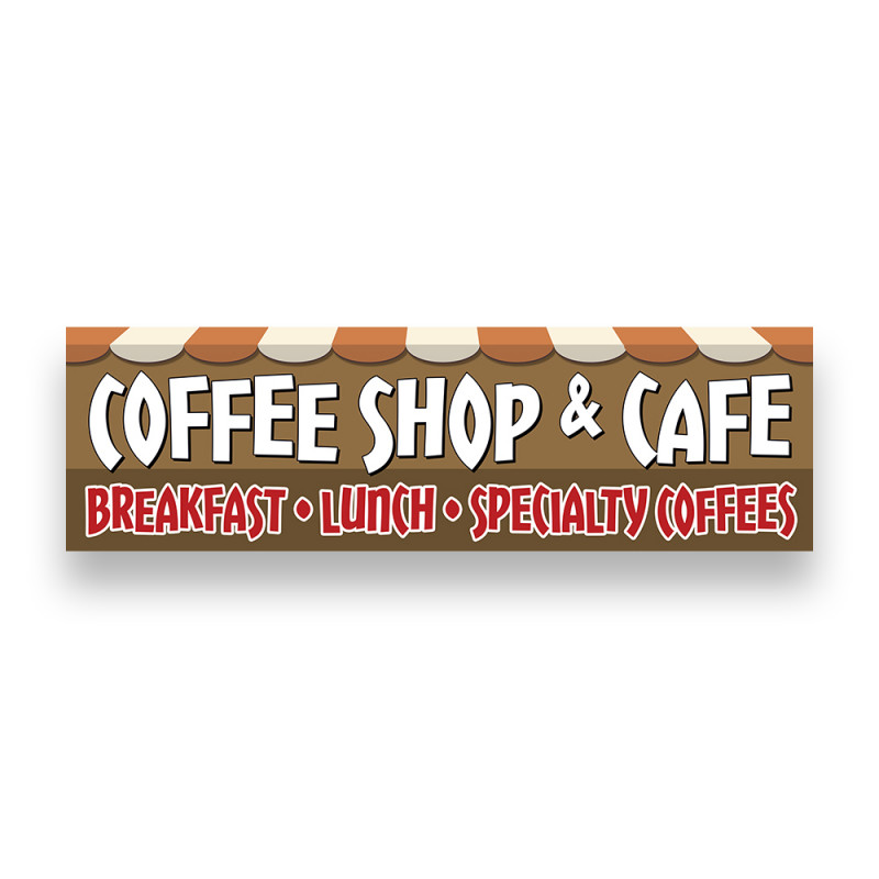Coffee Shop & Cafe Vinyl Banner 5 Feet Wide by 2 Feet Tall