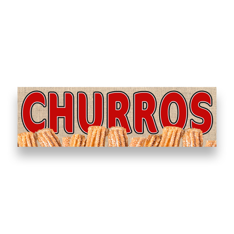 Churros Vinyl Banner 5 Feet Wide by 2 Feet Tall