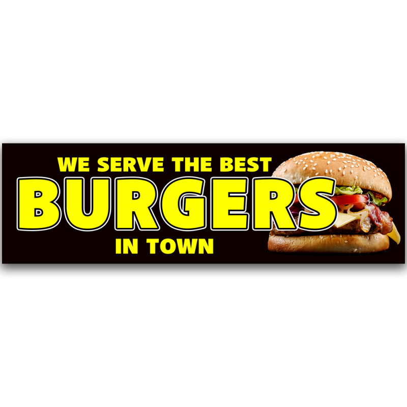Burgers Vinyl Banner 5 Feet Wide by 2 Feet Tall