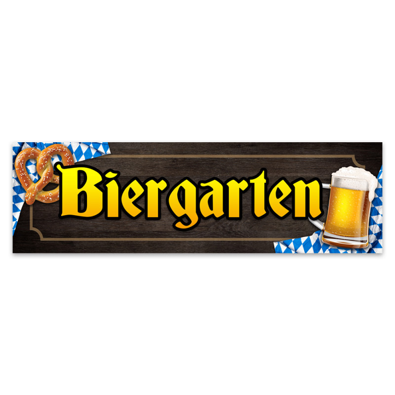 Biergarten Vinyl Banner 8 Feet Wide by 2.5 Feet Tall (Made in The USA)