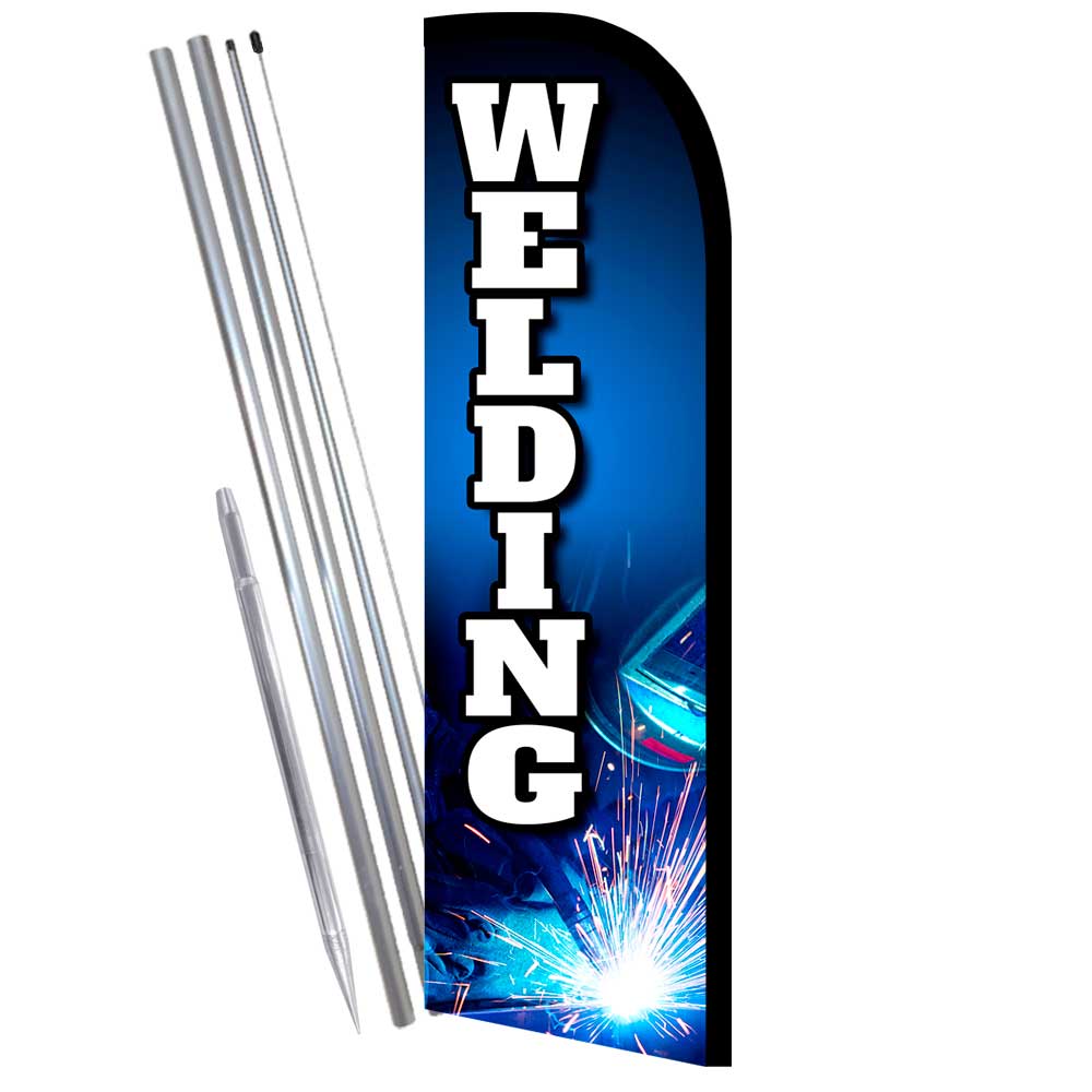 WELDING Premium Windless Feather Flag Bundle (Complete Kit) OR Optional ...