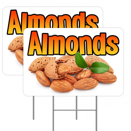 Almonds 2 Pack Yard Signs 16" x 24" - Double-Sided Print, with Metal ...