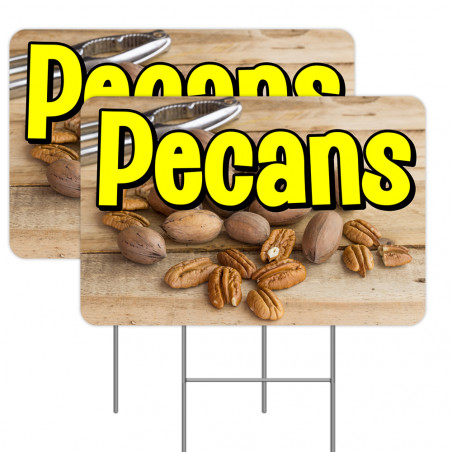 Pecans 2 Pack Yard Signs 16" x 24" - Double-Sided Print, with Metal ...