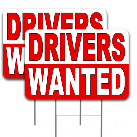 DRIVERS WANTED 2 Pack Double-Sided Yard Signs 16" x 24" with Metal ...