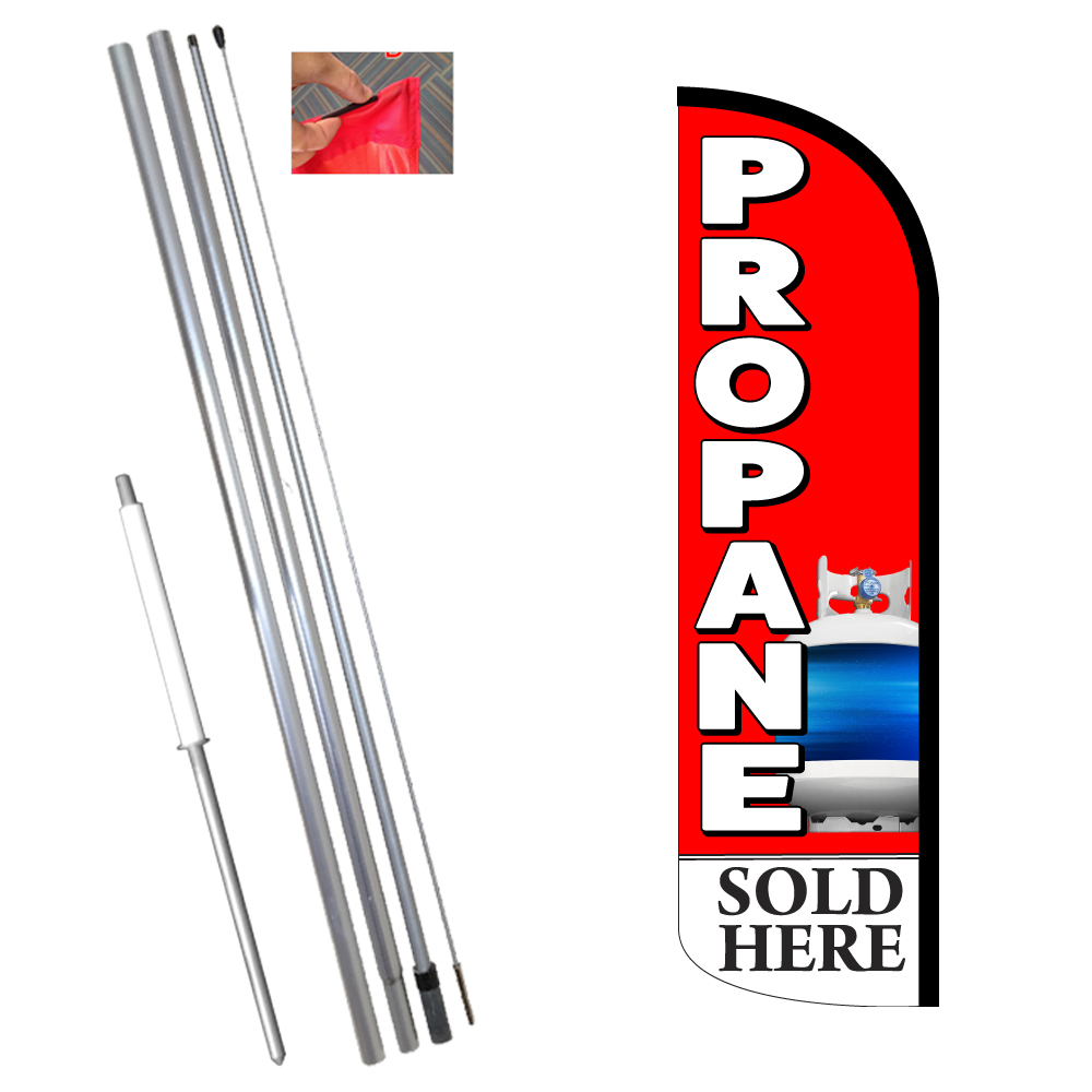 PROPANE Premium Windless Feather Flag Bundle (Complete Kit) OR Optional ...