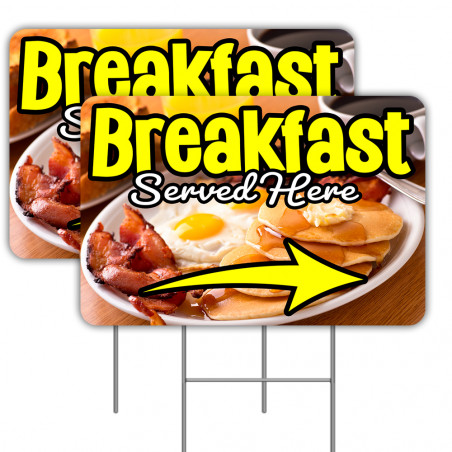 Breakfast Served Here 2 Pack Yard Signs 16" x 24" - Double-Sided Print ...
