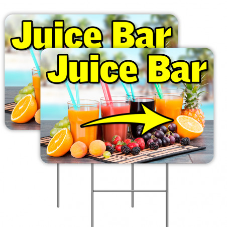 2 Pack Juice Bar Yard Sign 16" x 24" - Double-Sided Print, with Metal ...