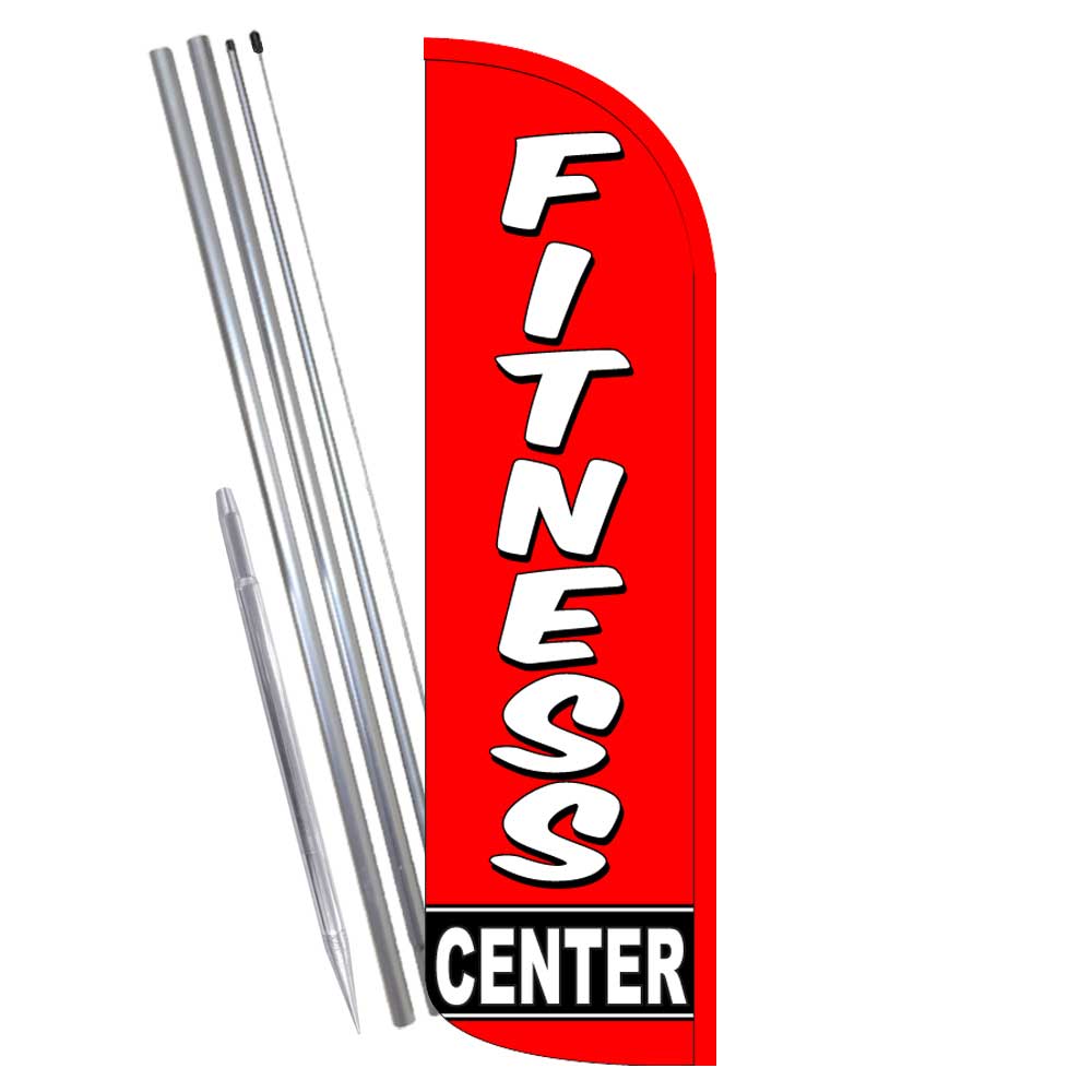 FITNESS CENTER Windless Feather Flag Bundle (Complete Kit) OR Optional ...