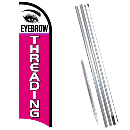 Vista Flags Eyebrow Threading Premium Windless Feather Flag Bundle (11.5' Tall Flag, 15' Tall ...